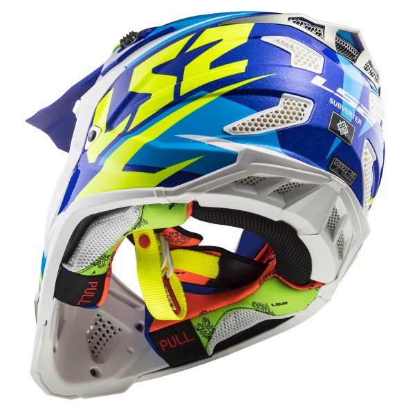 Helmet LS2 Subverter Nimble White Blue Yellow MX470 at the best price ...