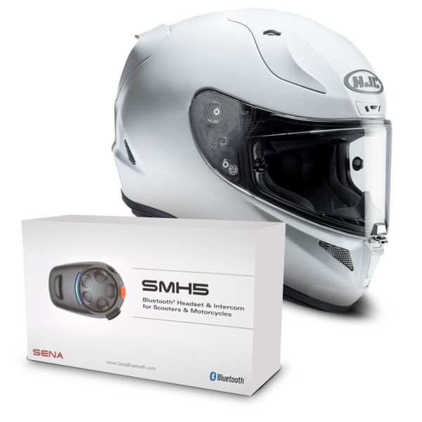Pack Helmet + Intercom Systems : HJC RPHA 11 Pearl White + Bluetooth ...