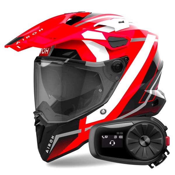 Pack Helmet + Intercom Systems : Airoh Commander 2 Mavick Red + Kit ...