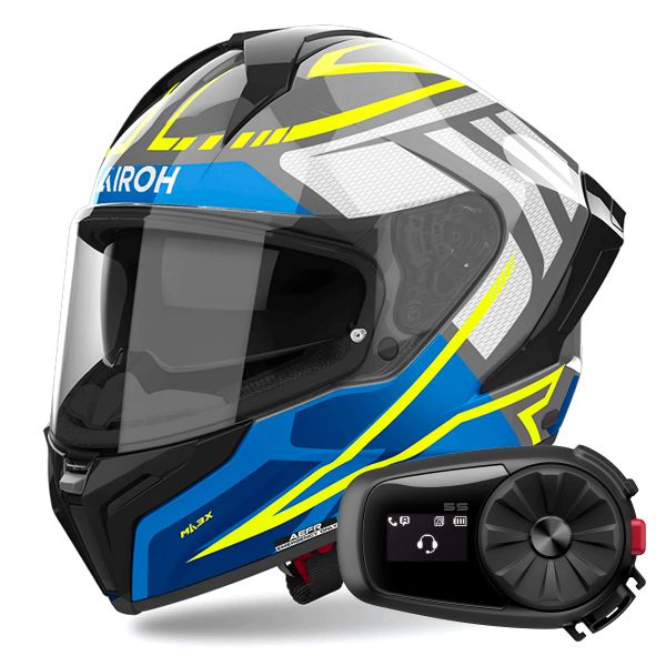 Pack Helmet + Intercom Systems : Airoh Matryx Rider Blue + Kit ...