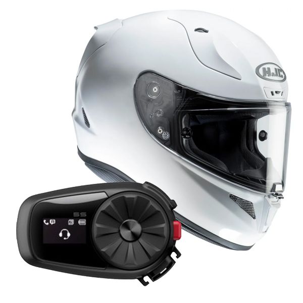 Pack Helmet + Intercom Systems : HJC RPHA 11 Pearl White + Kit ...