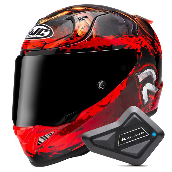 Pack Helmet + Intercom Systems : HJC RPHA 12 Diablo Blizzard MC1 + Kit Bluetooth BT Mini Single ...