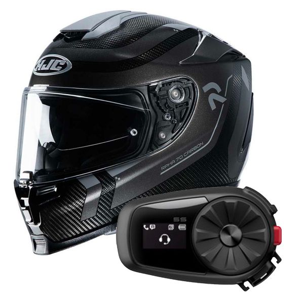 Pack Helmet + Intercom Systems : HJC RPHA 70 Carbon Reple MC5 + Kit ...