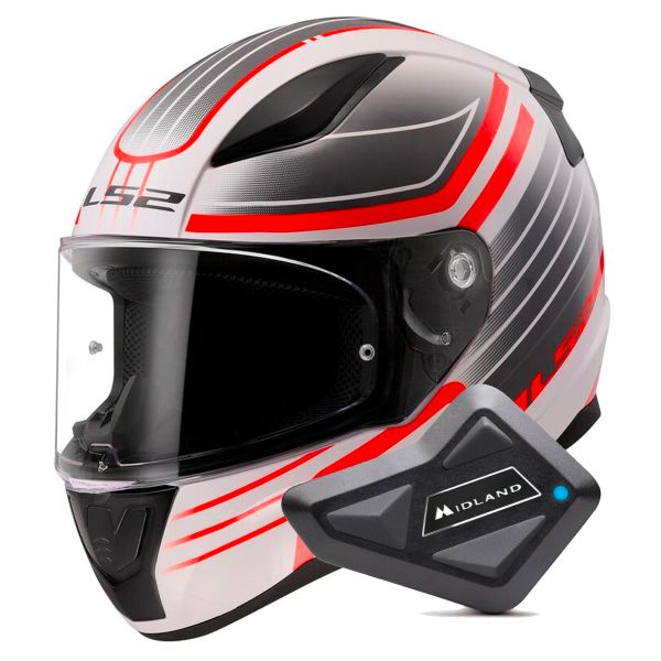 Pack Helmet + Intercom Systems : LS2 Rapid II Circuit White Red FF353 ...