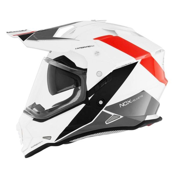 Helmet NOX N312 Block White Red in stock | iCasque.co.uk