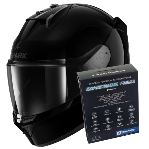 Pack Helmet + Intercom Systems : Shark D-Skwal 3 Blank BLK + Kit ...