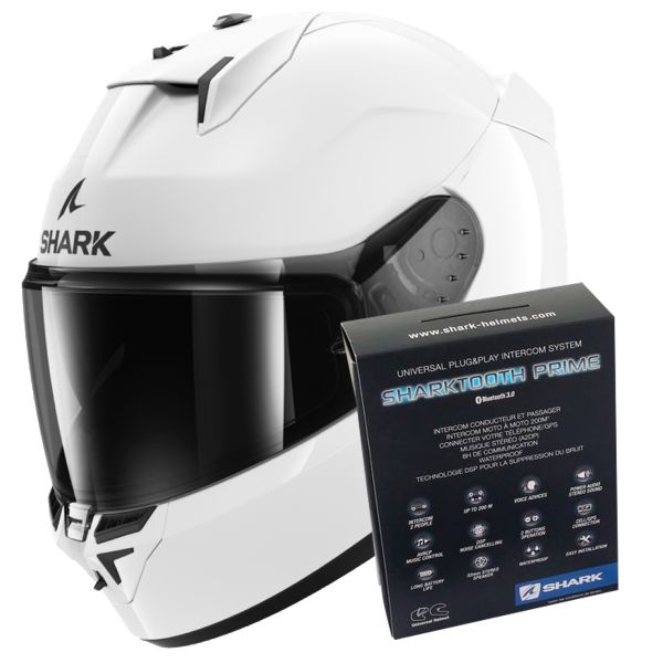 Pack Helmet + Intercom Systems : Shark D-Skwal 3 Blank WHU + Kit ...