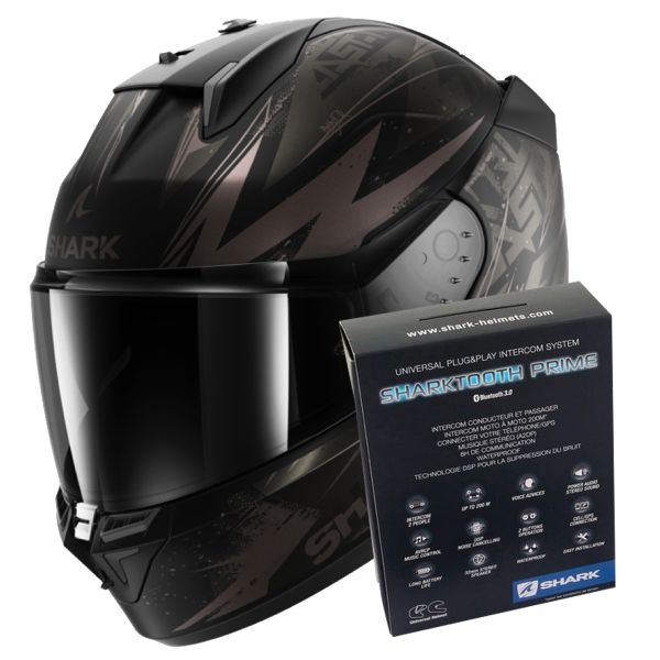 Pack Helmet + Intercom Systems : Shark D-Skwal 3 Blast-R Mat KAA + Kit ...