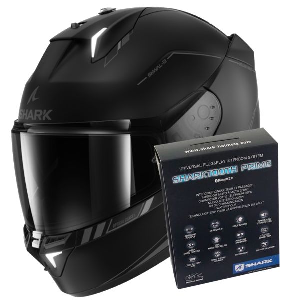 Pack Helmet + Intercom Systems : Shark Skwal i3 Blank SP Mat KAK + Kit ...