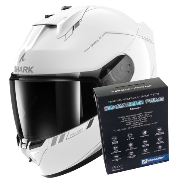 Pack Helmet + Intercom Systems : Shark Skwal i3 Blank SP WSA + Kit ...