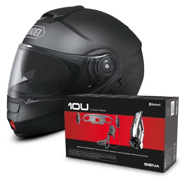 Helmet Shoei Neotec Matt Black + Sena 10U Bluetooth Kit ready to ship ...