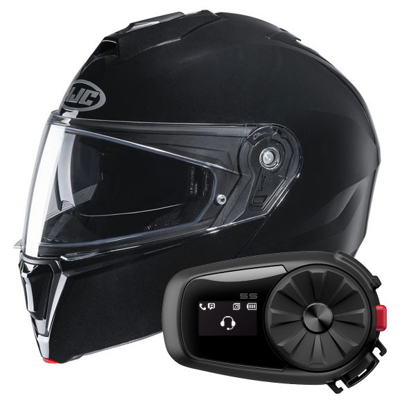 Pack Helmet + Intercom Systems : HJC I90 Black + Kit Bluetooth 5S Solo ...