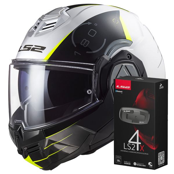 Pack Helmet + Intercom Systems : LS2 Advant Codex White Black FF906 ...