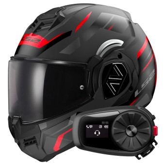 Pack Helmet + Intercom Systems : LS2 Advant Kuka Matt Black Red FF906 ...