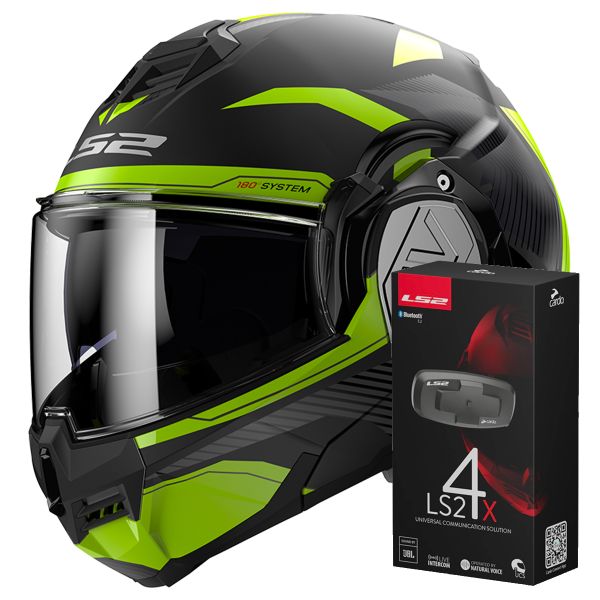 Pack Helmet + Intercom Systems : LS2 Advant Revo Black H-V Yellow FF906 ...