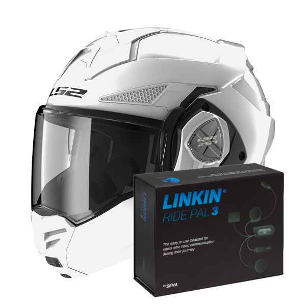 Pack Helmet + Intercom Systems : LS2 Advant X White FF901 + Linkin Ride ...