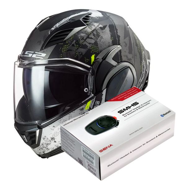 Pack Helmet + Intercom Systems : LS2 Valiant II Gripper Matt Titanium ...