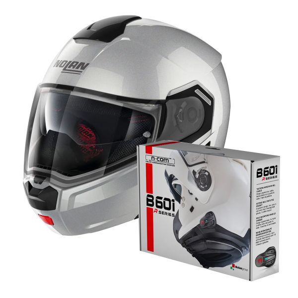 Pack Helmet + Intercom Systems : Nolan N90 3 Special N-Com Salt Silver ...