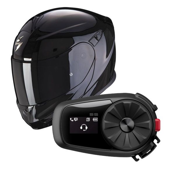 Pack Helmet + Intercom Systems : Scorpion Exo 920 Evo Solid Black + Kit ...