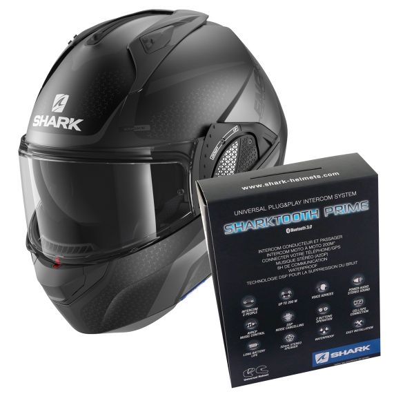 Pack Helmet + Intercom Systems : Shark EVO GT Encke Mat KAA + Kit ...