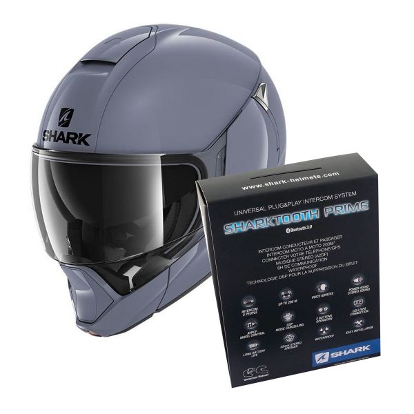 Pack Helmet + Intercom Systems : Shark Evojet Blank S01 + Kit Bluetooth ...