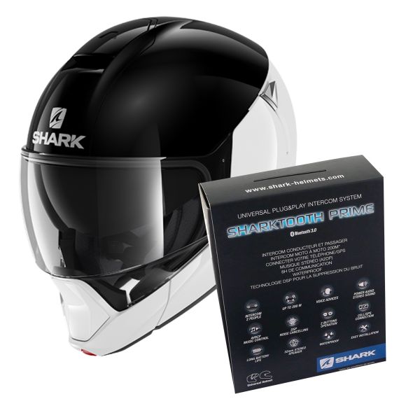Pack Helmet + Intercom Systems : Shark Evojet Dual Blank WKW + Kit ...