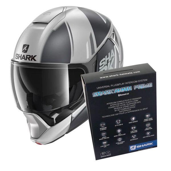 Pack Helmet + Intercom Systems : Shark Evojet Vyda Mat SAK + Kit ...