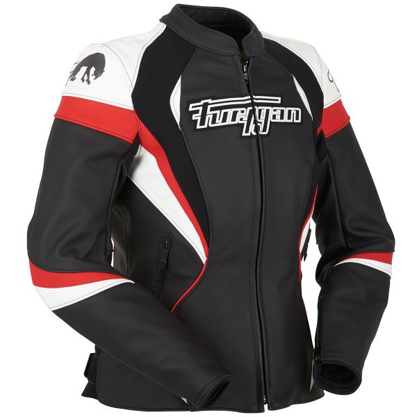 Motorcycle jacket Furygan Xenia Racing Lady Black White Red at the best ...